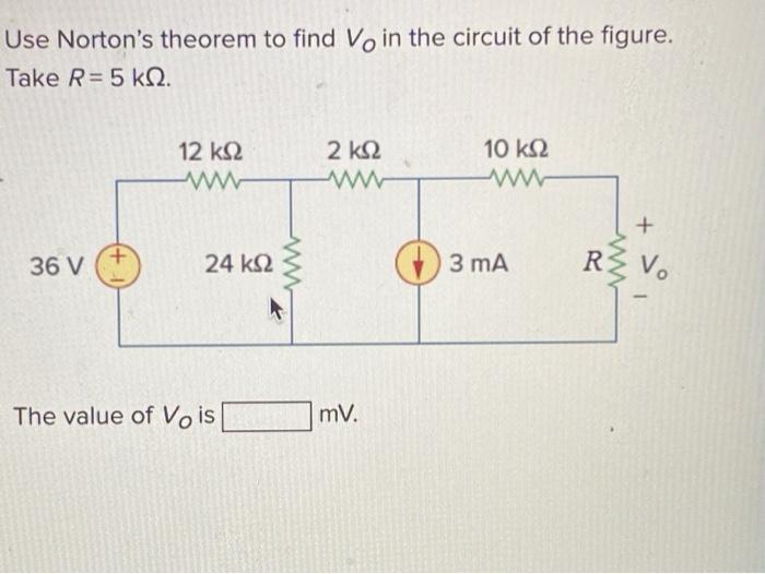 Solved Use Norton's theorem to find Vo in the circuit of the | Chegg.com