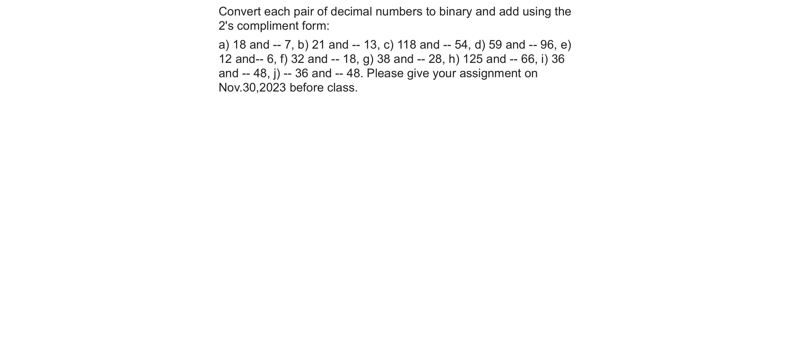 Solved Convert each pair of decimal numbers to binary and | Chegg.com