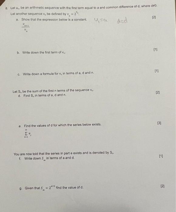 Solved 8. Let un, be an arithmetic sequence with the first | Chegg.com