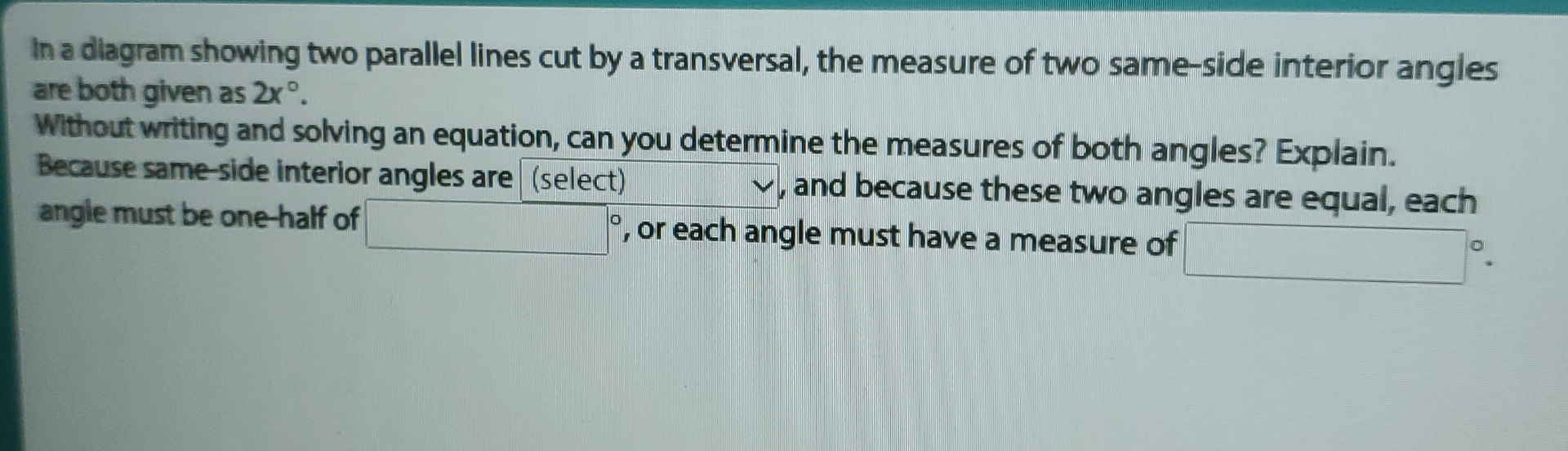 In a diagram showing two parallel lines cut by a | Chegg.com