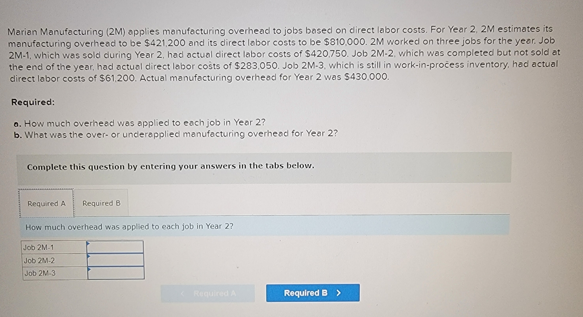 Solved Marian Manufacturing (2M) ﻿applies manufacturing | Chegg.com