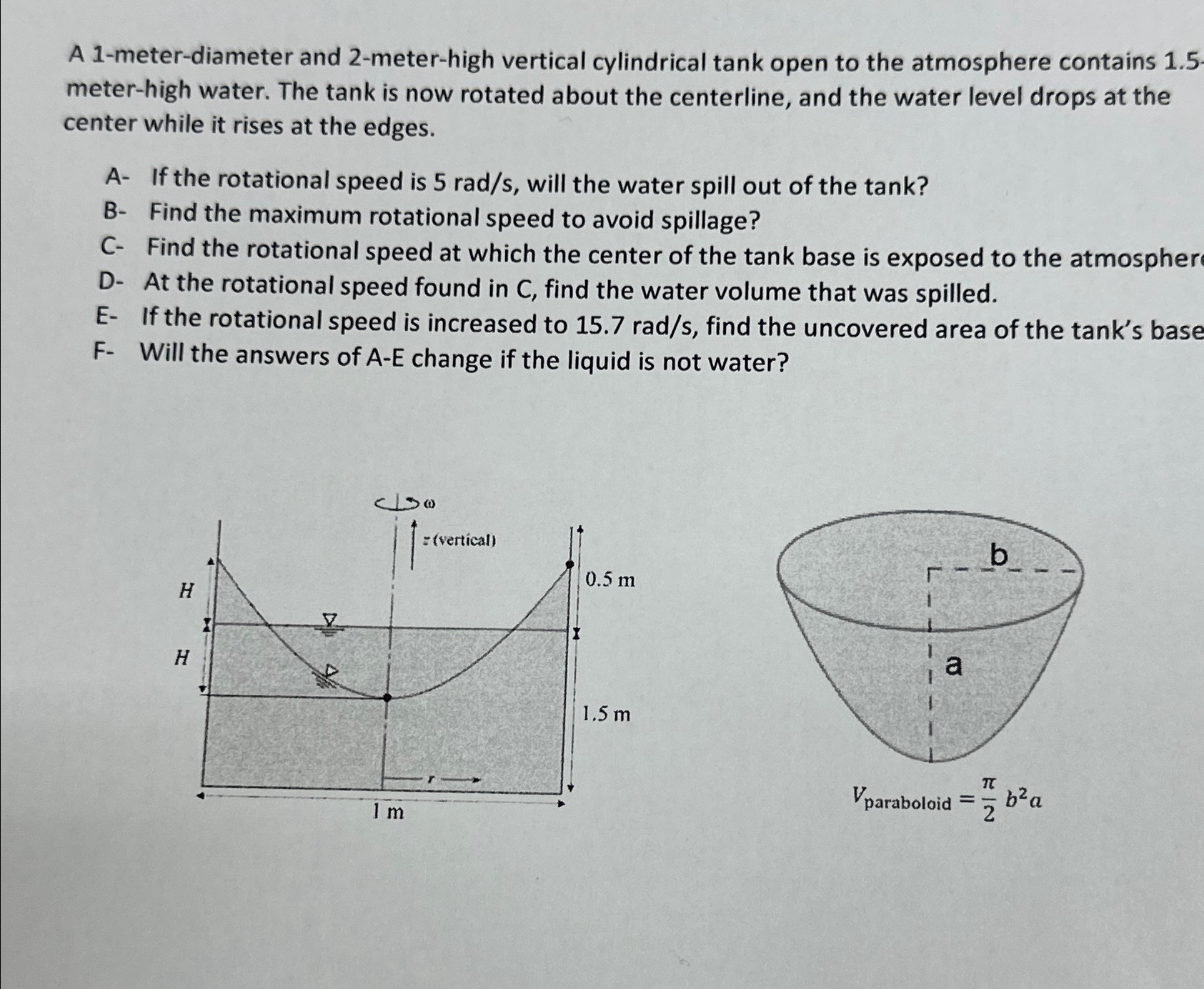 Solved A 1-meter-diameter and 2-meter-high vertical | Chegg.com