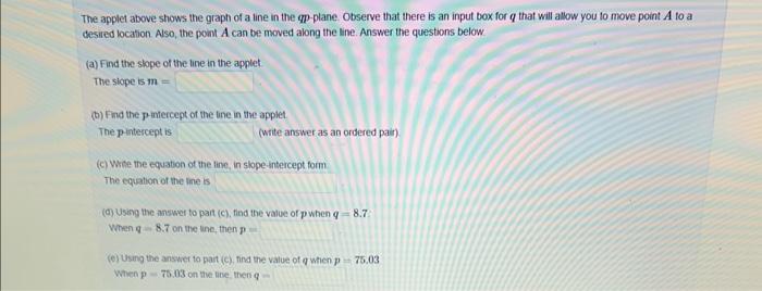Solved The applet above shows the graph of a line in the | Chegg.com