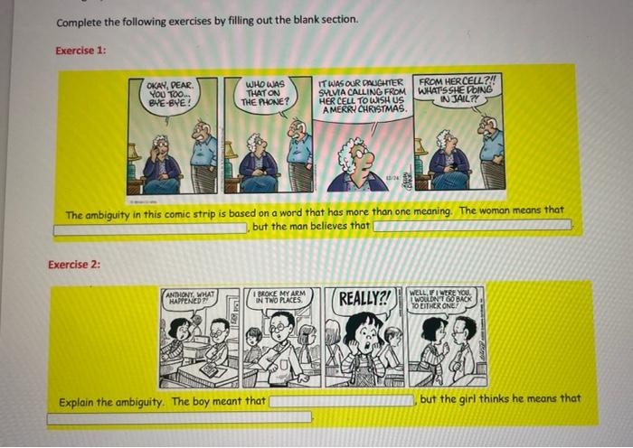 Complete the following exercises by filling out the | Chegg.com