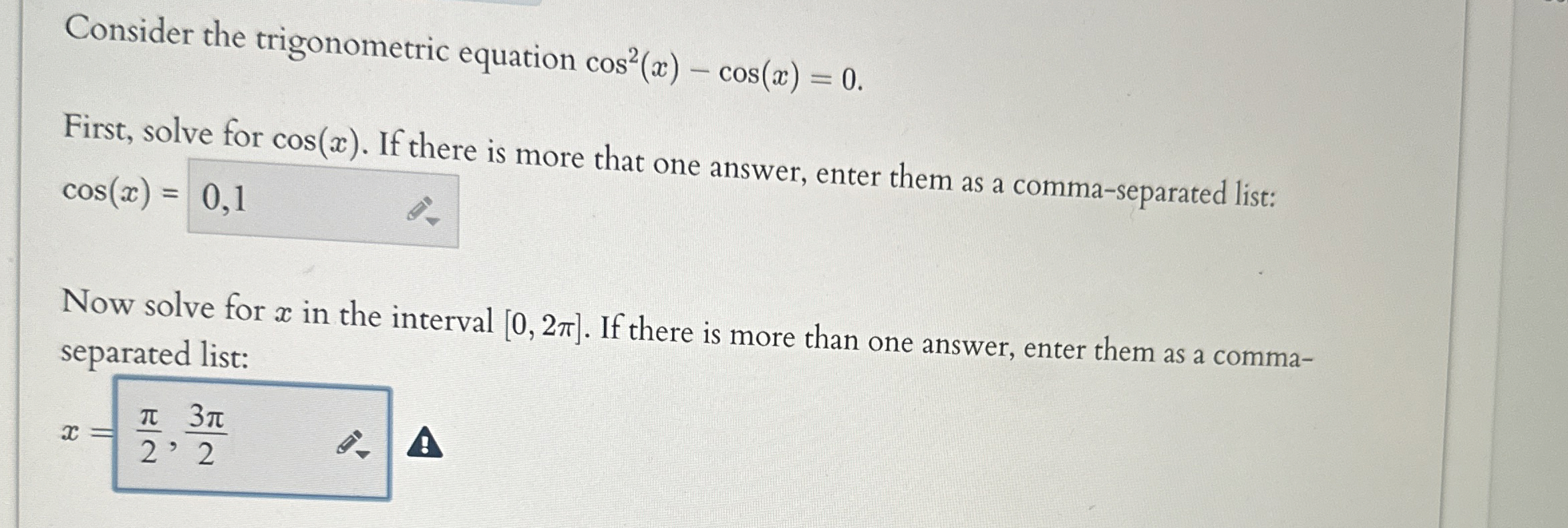 Solved Consider the trigonometric equation | Chegg.com