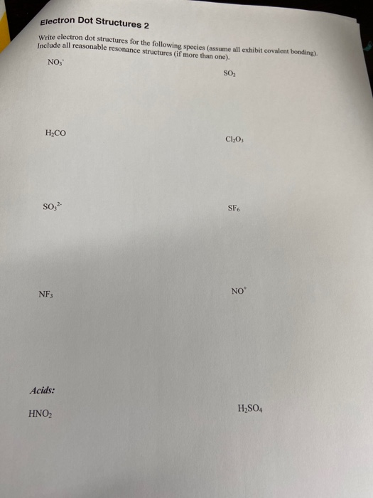 Solved Electron Dot Structures 2 Write electron dot | Chegg.com
