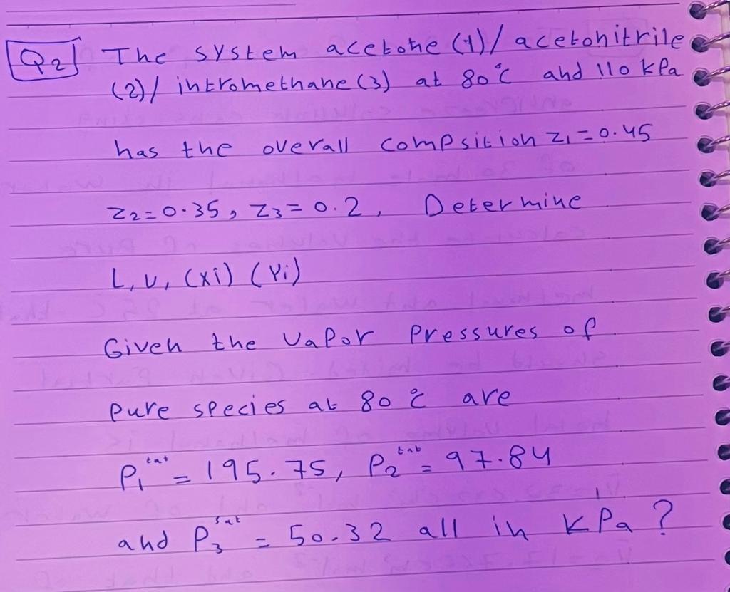 Solved (2) The system acetone (1)/acetonitrile (2)/ | Chegg.com