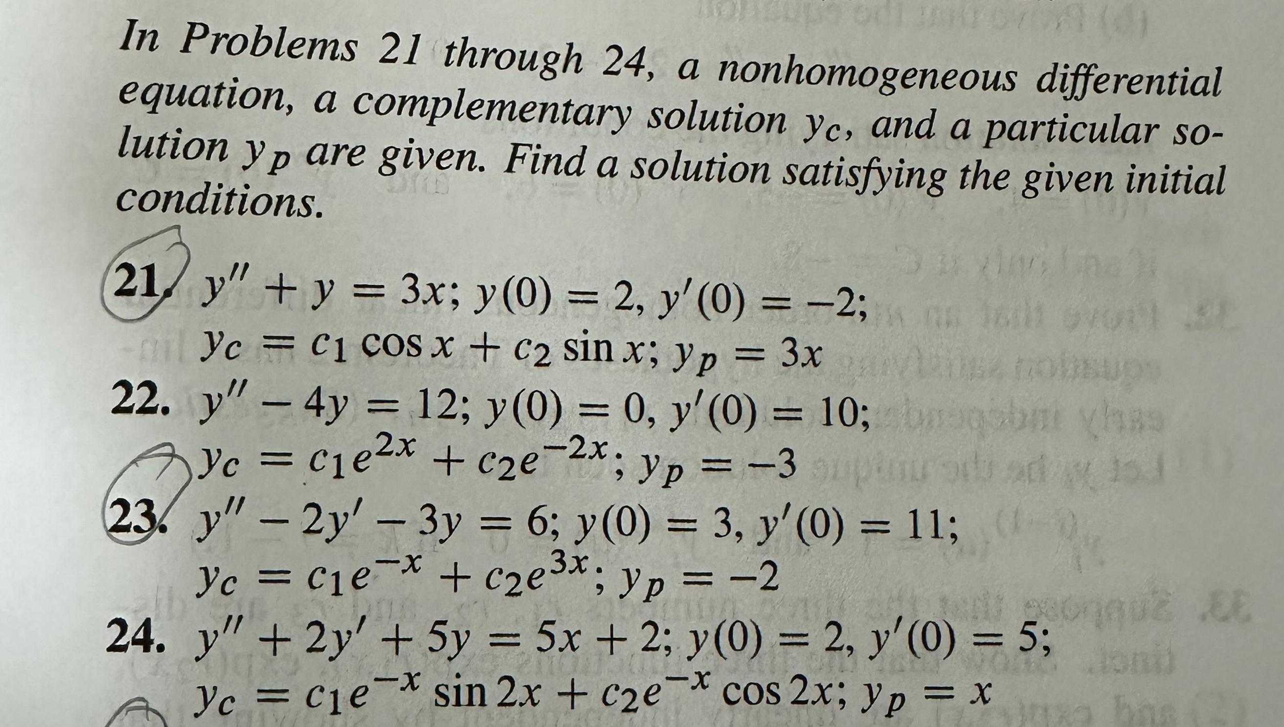 Solved In Problems 21 ﻿through 24, ﻿a nonhomogeneous | Chegg.com