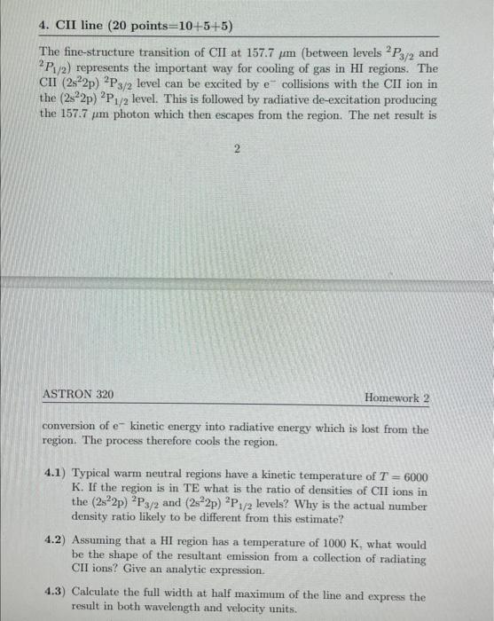 The fine-structure transition of CII at. 157.7μm | Chegg.com