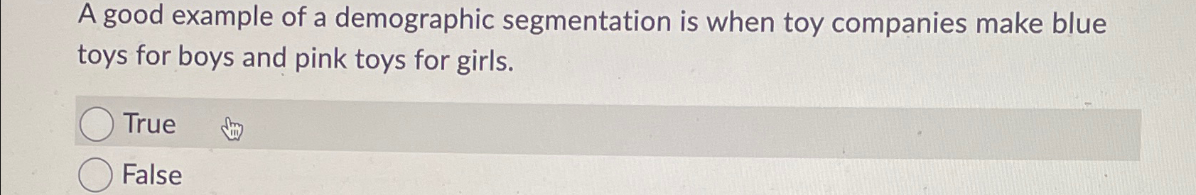 Solved A good example of a demographic segmentation is when | Chegg.com