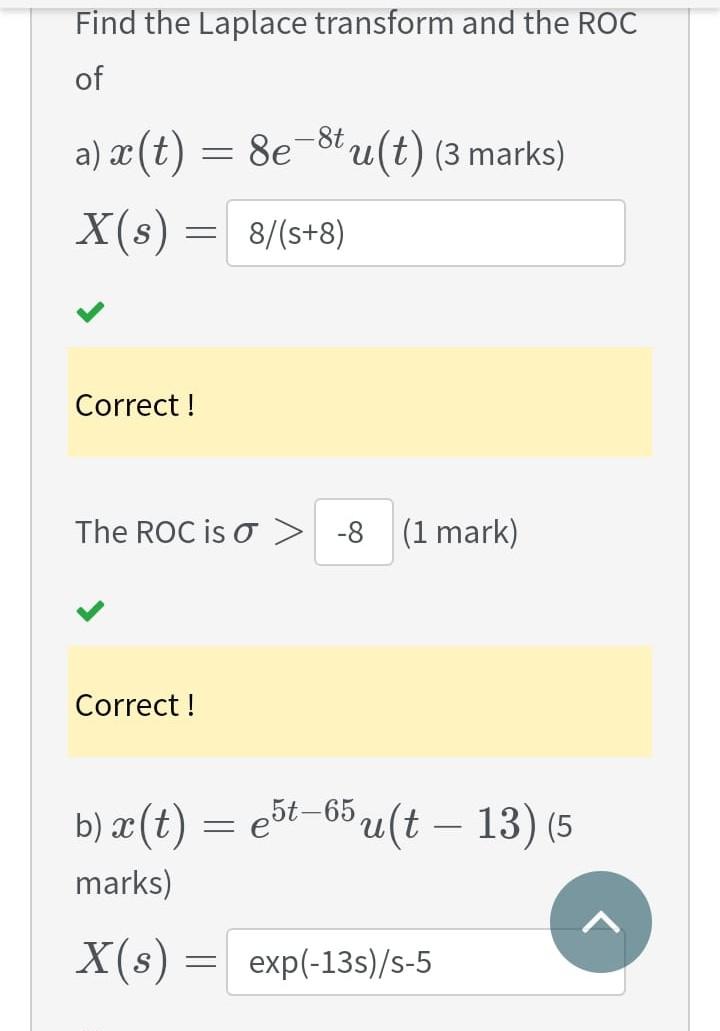 Solved Find the Laplace transform and the ROC of a) | Chegg.com