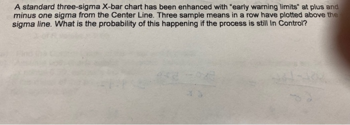 Solved A standard three-sigma X-bar chart has been enhanced | Chegg.com
