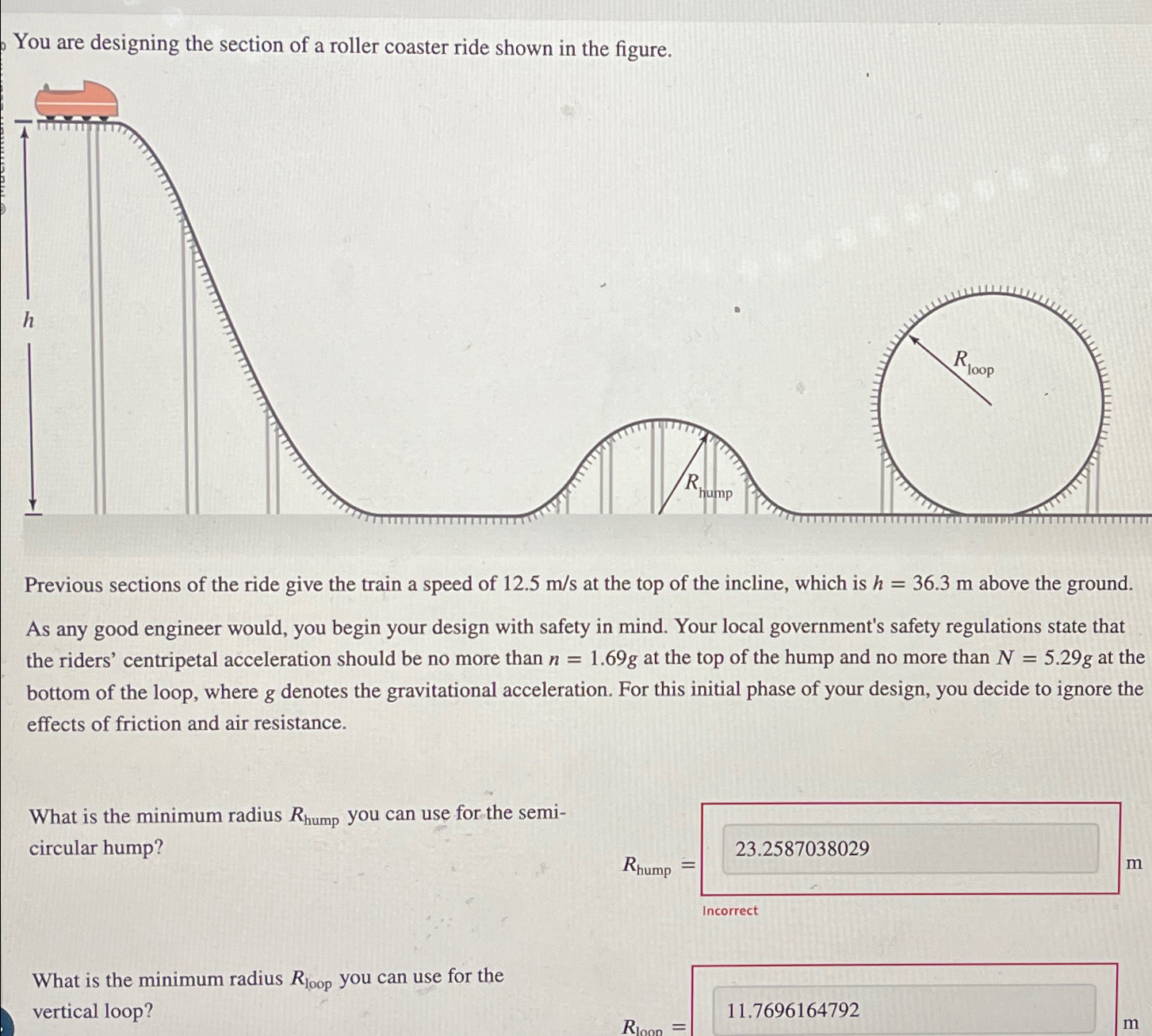Solved Previous sections of the ride give the train a speed | Chegg.com
