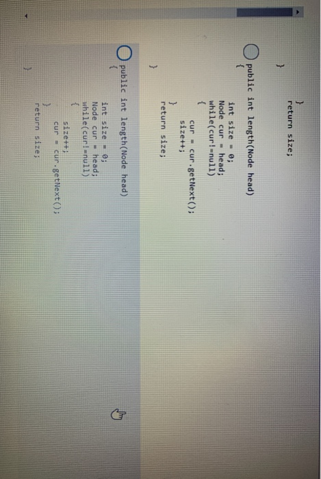 Solved Which of the following piece of code has the | Chegg.com