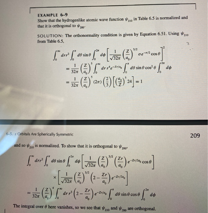Solved EXAMPLE 6-9 Show that the hydrogenlike atomic wave | Chegg.com