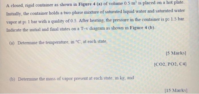 Solved A closed, rigid container as shown in Figure 4 (a) of | Chegg.com