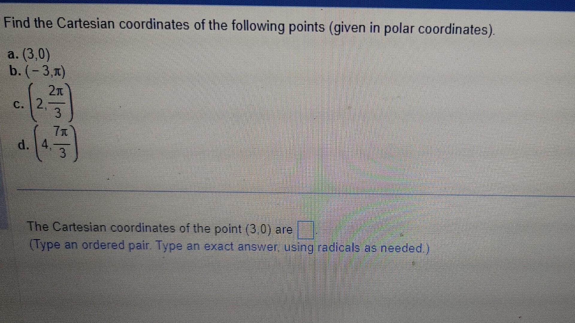 Solved Find the Cartesian coordinates of the following | Chegg.com