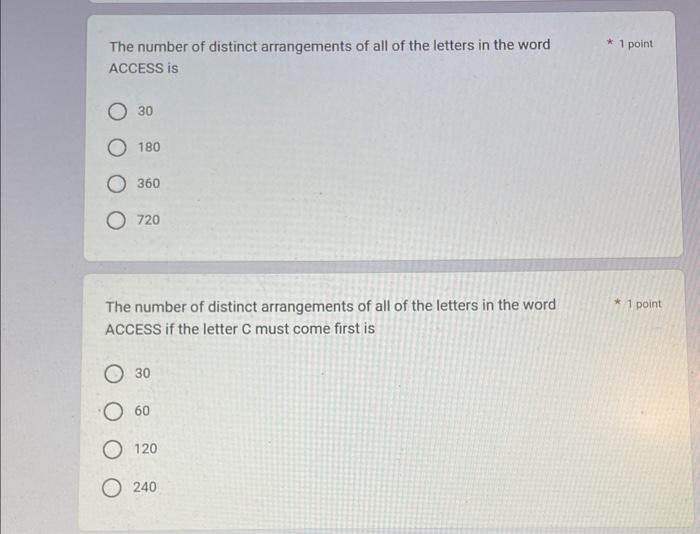 Solved The number of distinct arrangements of all of the | Chegg.com