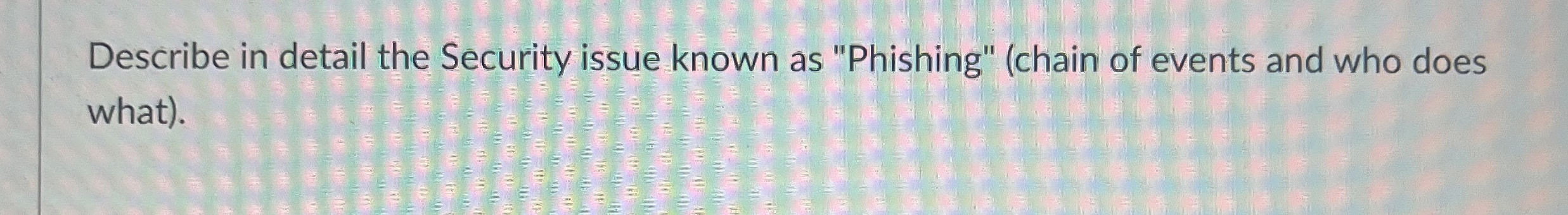 Solved Describe in detail the Security issue known as | Chegg.com