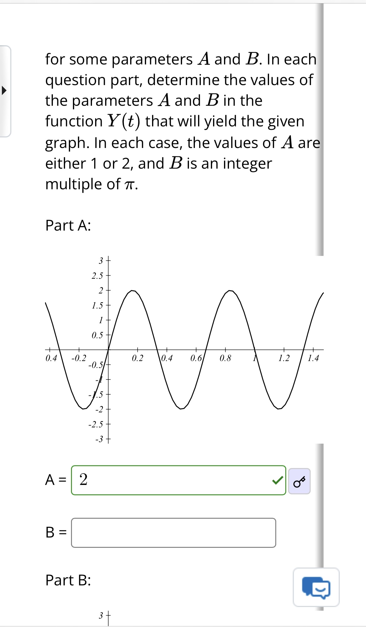 for some parameters A and B. ﻿In each question part, | Chegg.com
