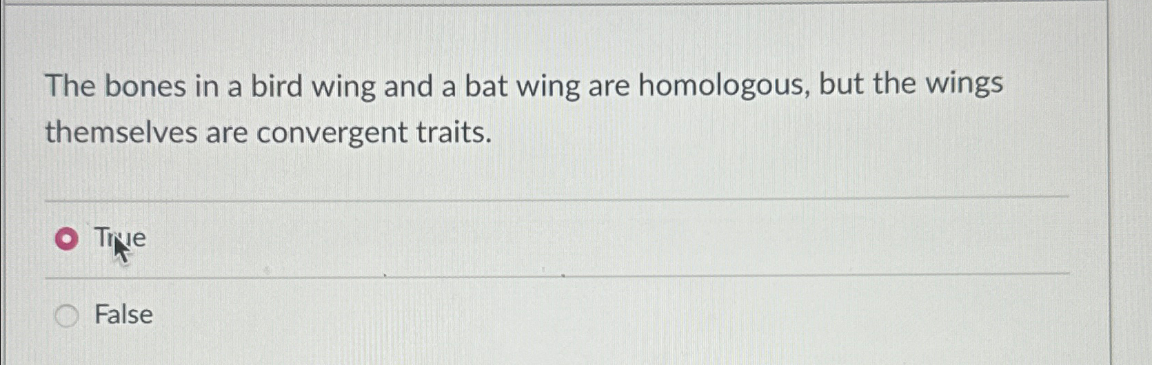 Solved The bones in a bird wing and a bat wing are | Chegg.com