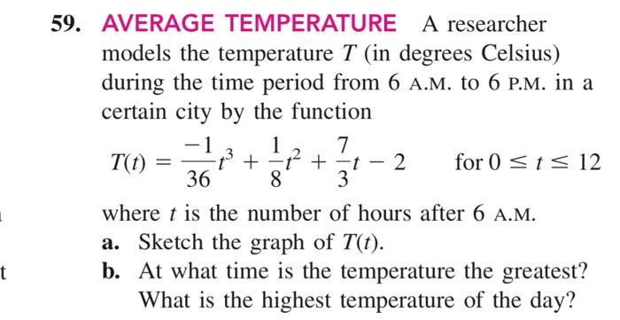 Solved 9. AVERAGE TEMPERATURE A researcher models the | Chegg.com