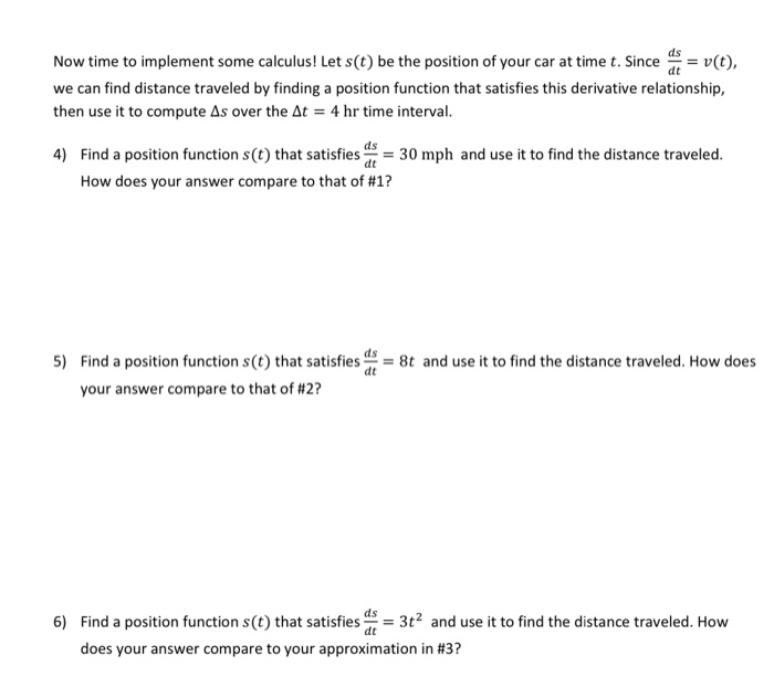 Solved ds Now time to implement some calculus! Let s(t) be | Chegg.com