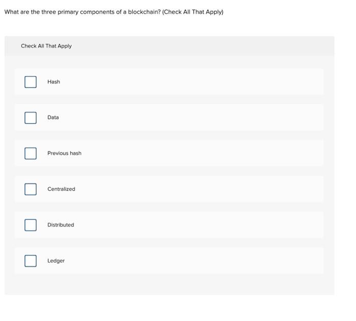 Solved What are the three primary components of a | Chegg.com