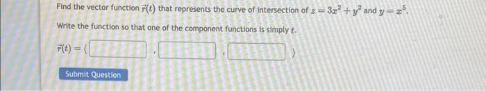 Solved Find the vector function r(t) that represents the | Chegg.com