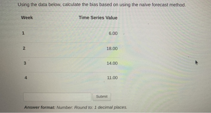 Solved Using the data below, calculate the bias based on | Chegg.com