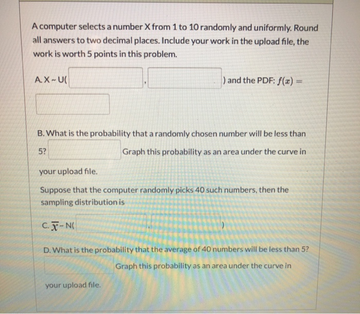 Solved A computer selects a number X from 1 to 10 randomly | Chegg.com