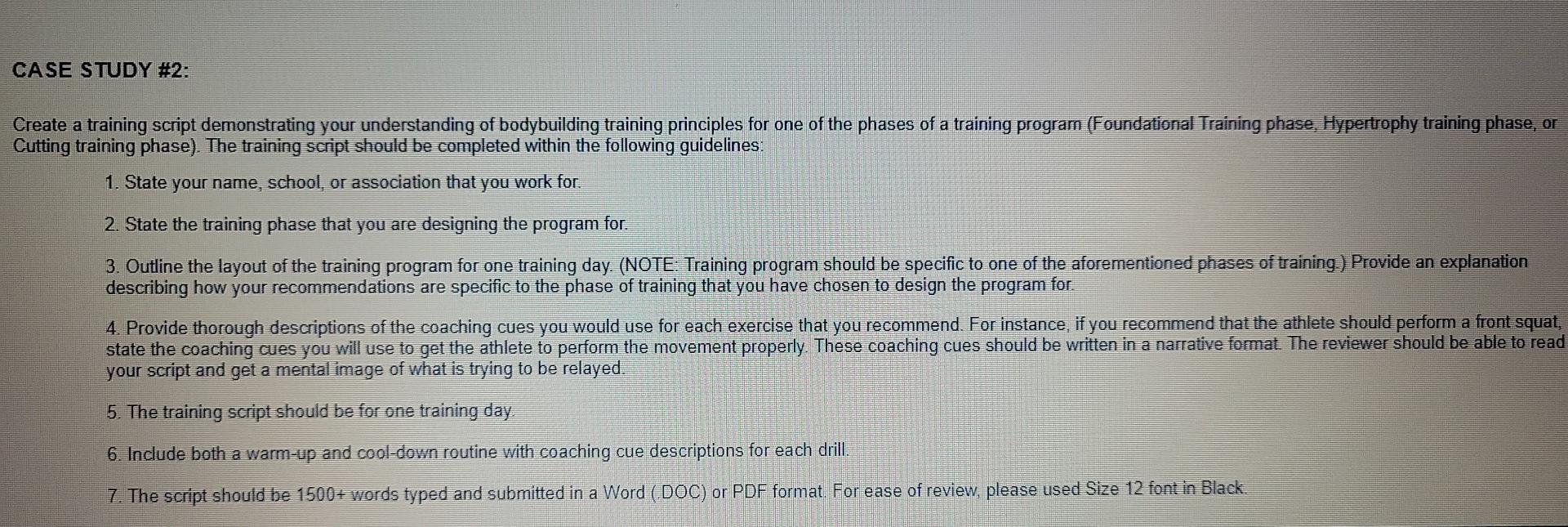CASE STUDY #2: Create a training script demonstrating | Chegg.com