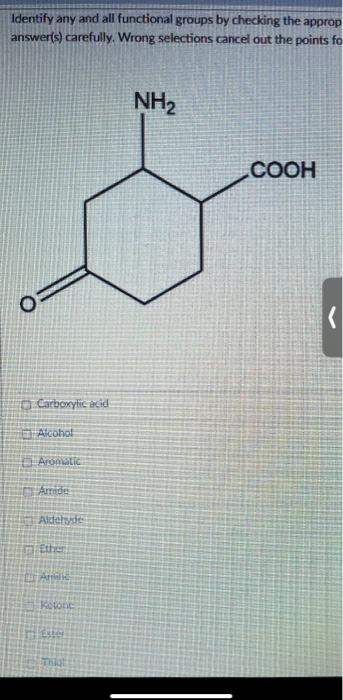 Solved Identify any and all functional groups by checking | Chegg.com