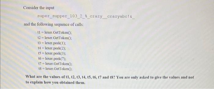Solved Problem 1. Consider the following list of tokens over | Chegg.com