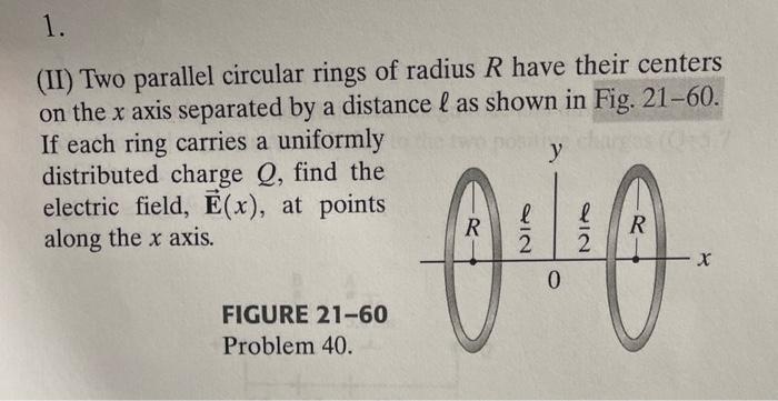 Solved (II) Two parallel circular rings of radius R have | Chegg.com
