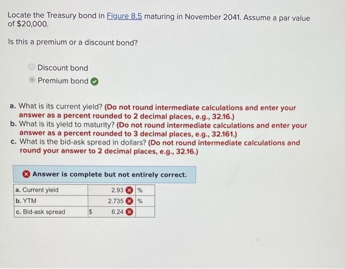 Locate the Treasury bond in Figure 8.5 maturing in | Chegg.com