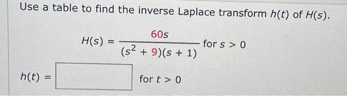 Solved Use a table to find the inverse Laplace transform | Chegg.com