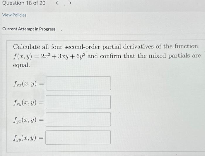 Solved Calculate All Four Second Order Partial Derivatives