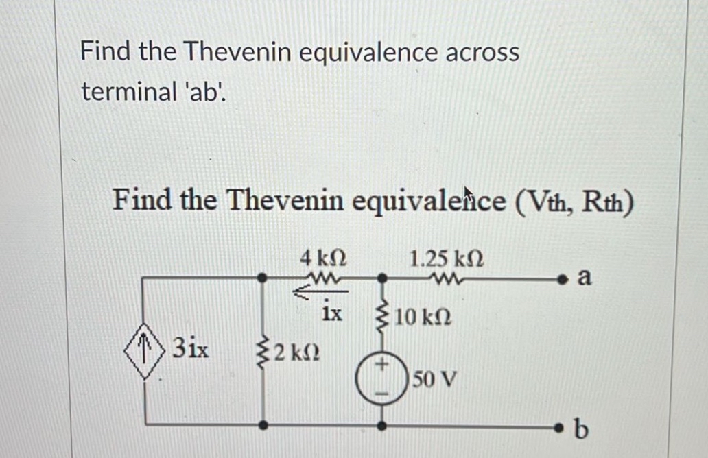 Solved Find the Thevenin equivalence across terminal | Chegg.com