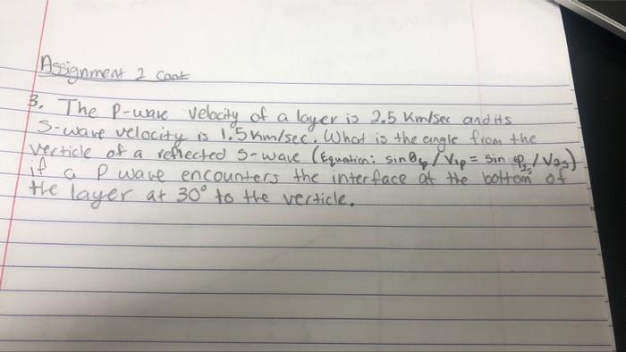 Solved 2 Cont Assignments B. The p-ware velocity of a loyer | Chegg.com