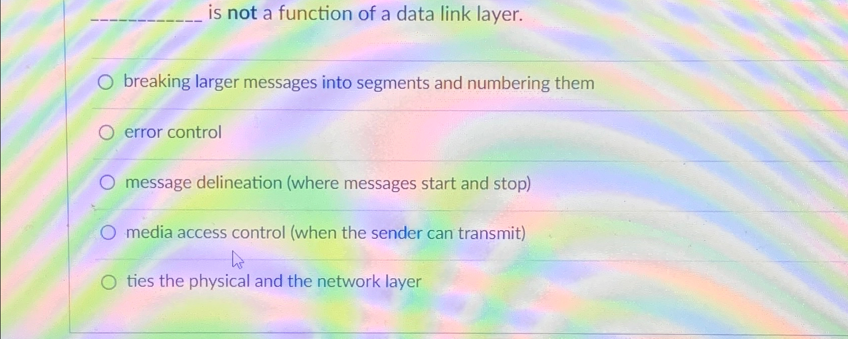 Solved is not a function of a data link layer.breaking | Chegg.com
