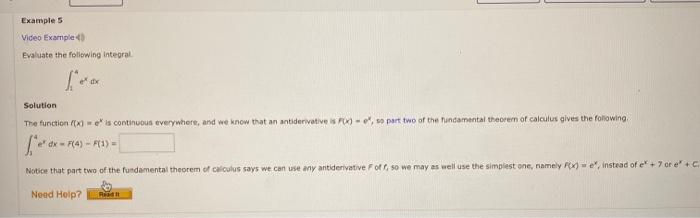 Solved Video Example 4 Evaluate the following inteoral | Chegg.com