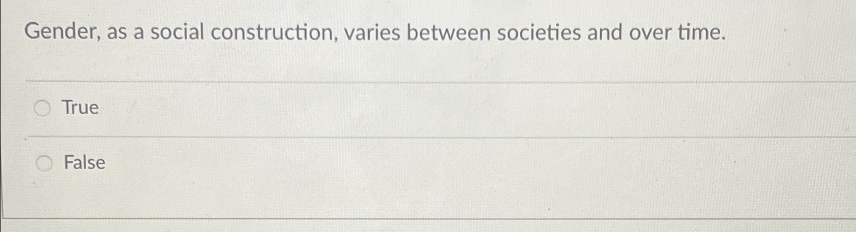 Solved Gender, as a social construction, varies between | Chegg.com
