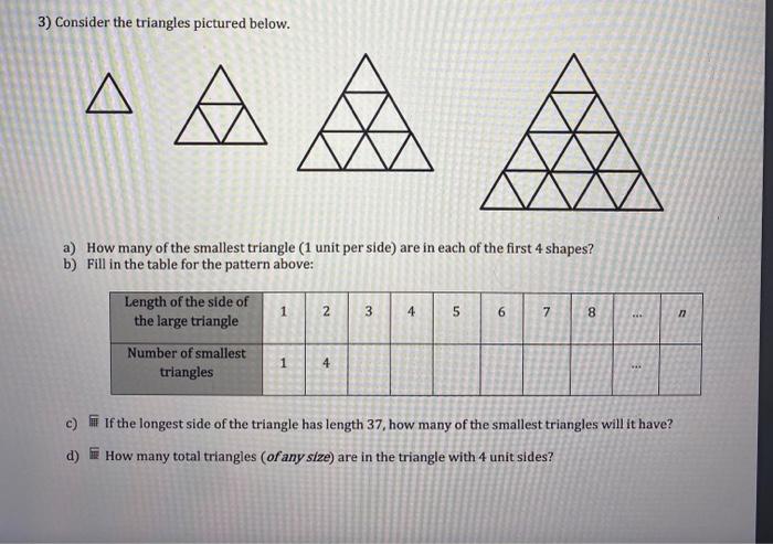 Solved 3) Consider the triangles pictured below. a) How many | Chegg.com