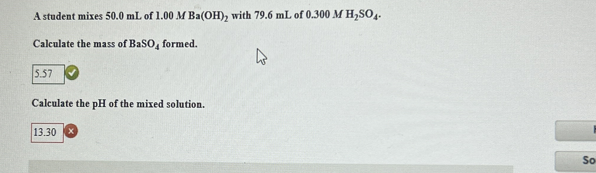 Solved A student mixes 50.0 ﻿mL of with 79.6 ﻿mL of | Chegg.com