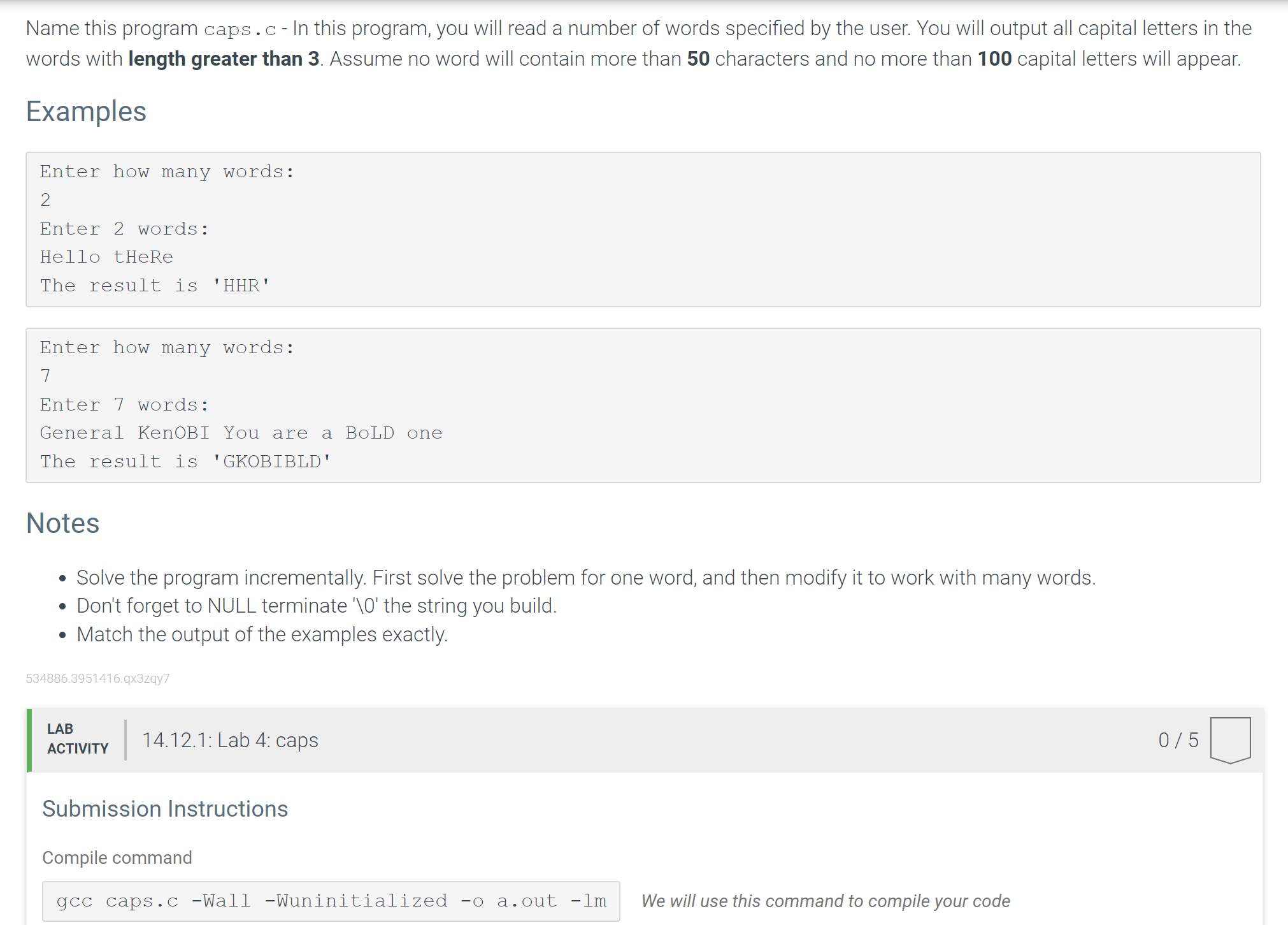Solved In c program: Name this program caps.c - ﻿In this | Chegg.com