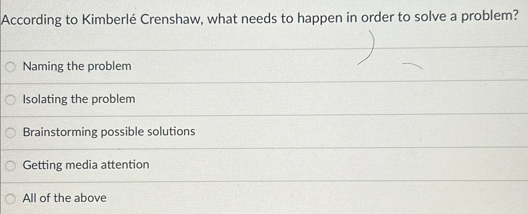 Solved According to Kimberle Crenshaw, what needs to happen | Chegg.com