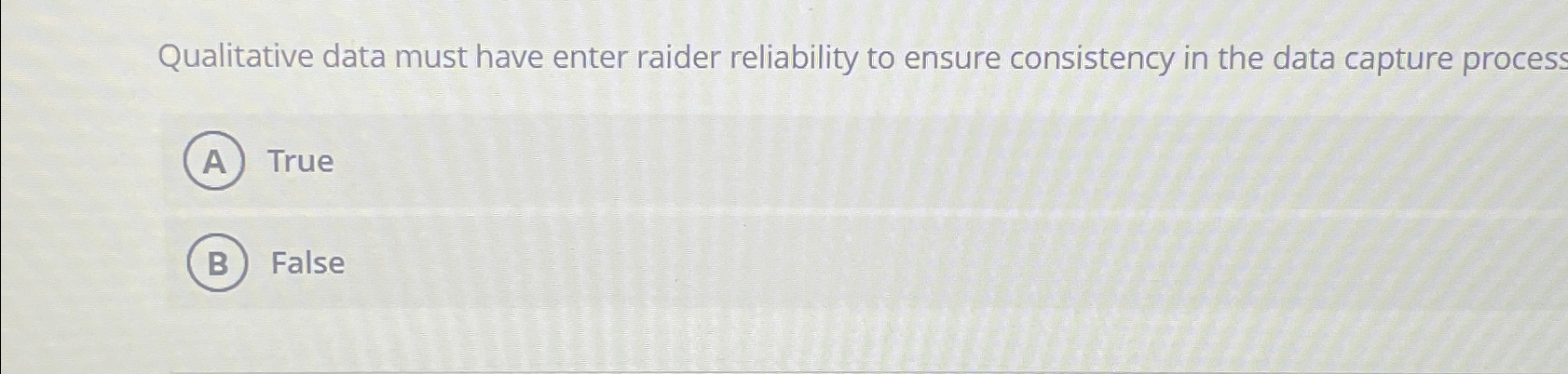 Solved Qualitative data must have enter raider reliability | Chegg.com