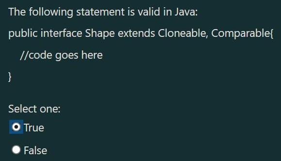 Solved The following statement is valid in Java: public | Chegg.com