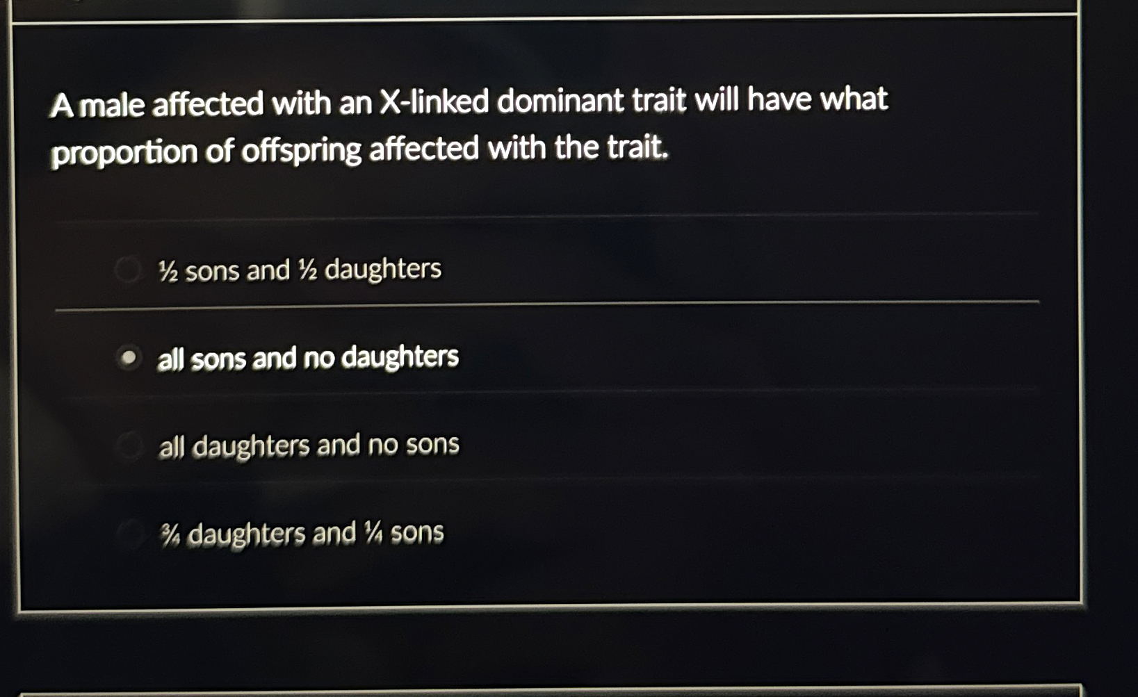 Solved A male affected with an X-linked dominant trait will | Chegg.com